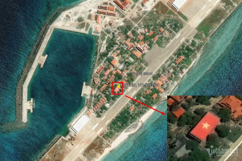 Hình ảnh quốc kỳ Việt Nam tại đảo Trường Sa Lớn đã xuất hiện rõ nét ...